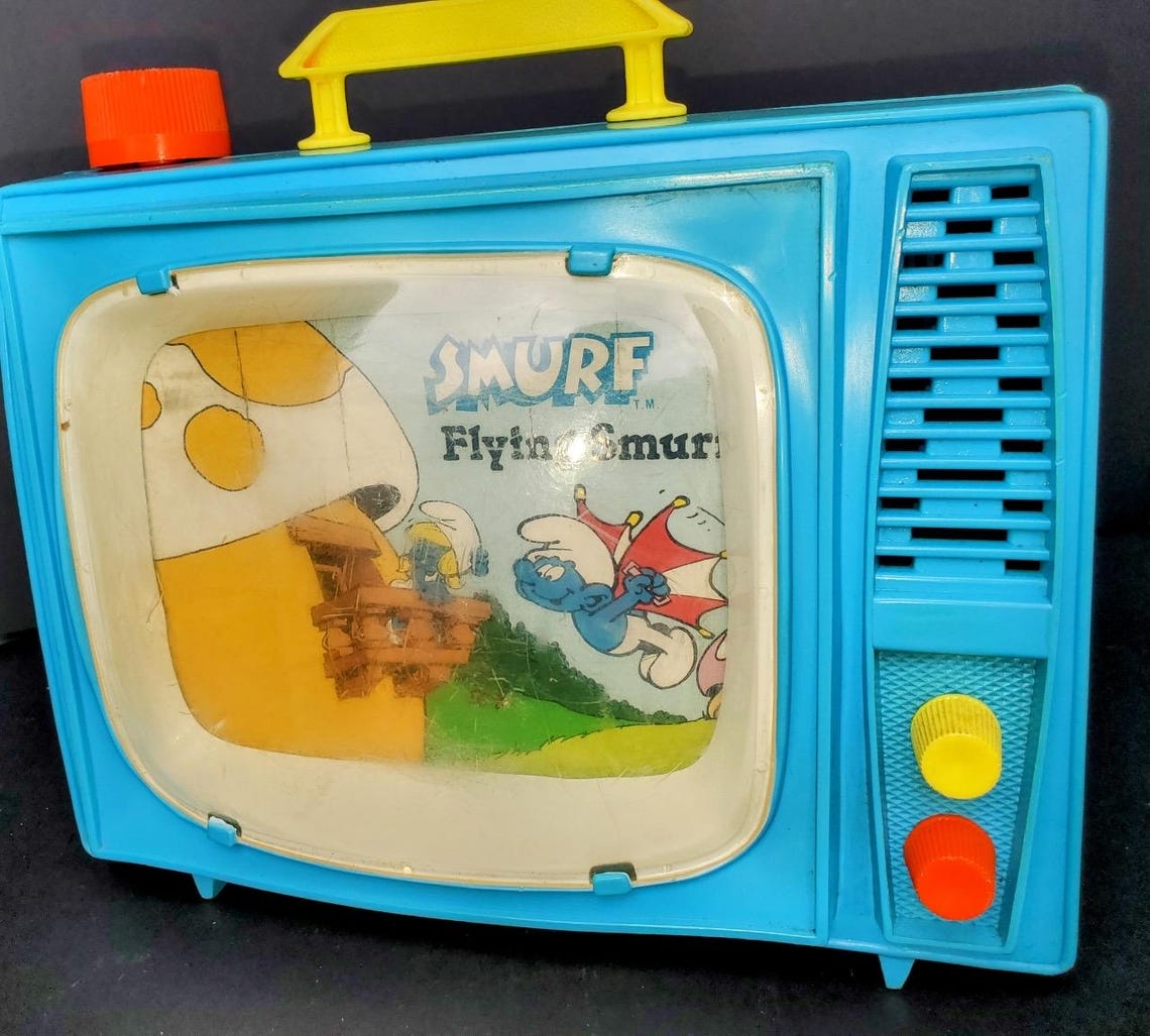 Vintage Smurfs Musical Toy Ohio Art Wind up Television Working - Etsy