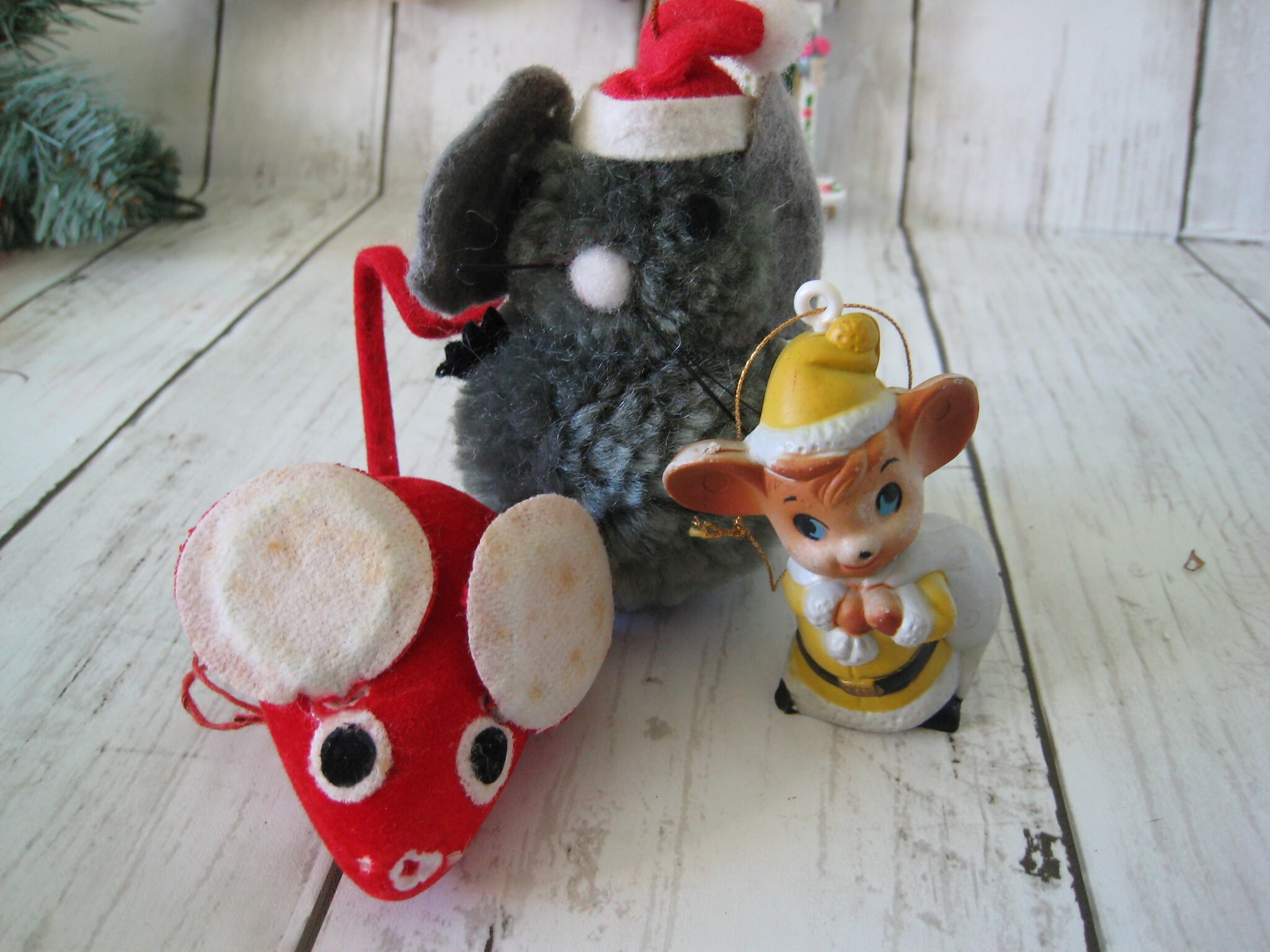 Vintage Kurt Adler Inarco Mice Collection Wood Ornaments Mouse 10 Piece ...