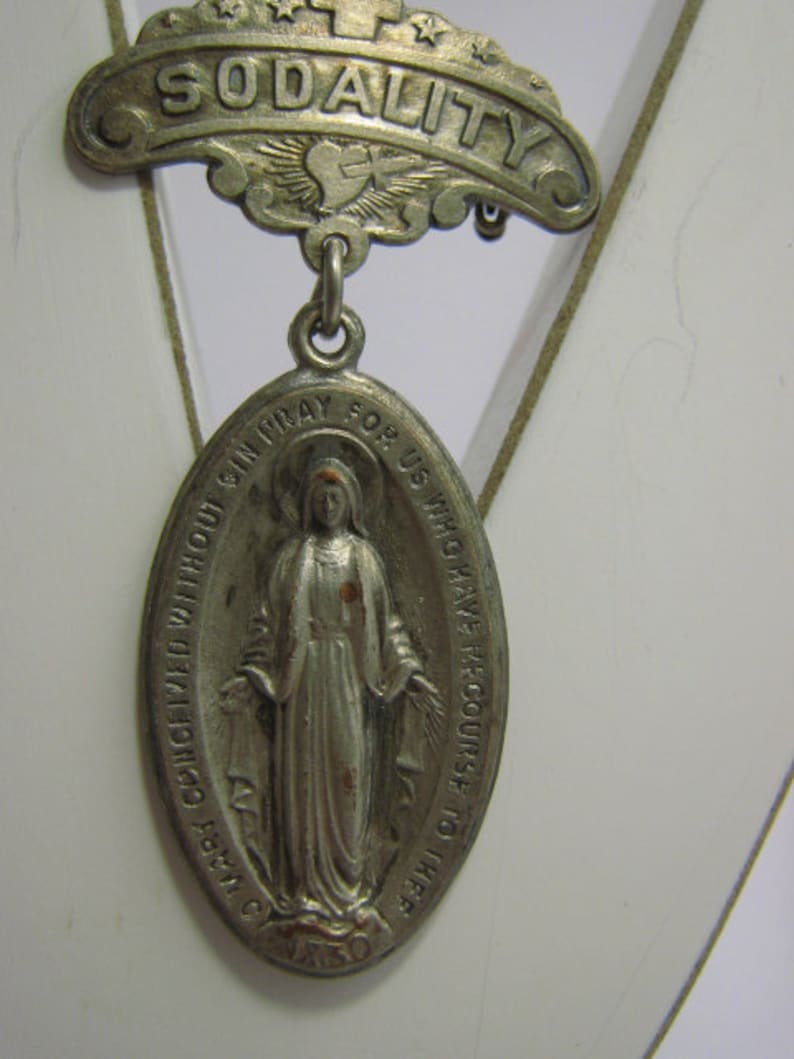 Vintage Religious OUR LADY of Sodality Religious Medal Pendant Charm - Etsy