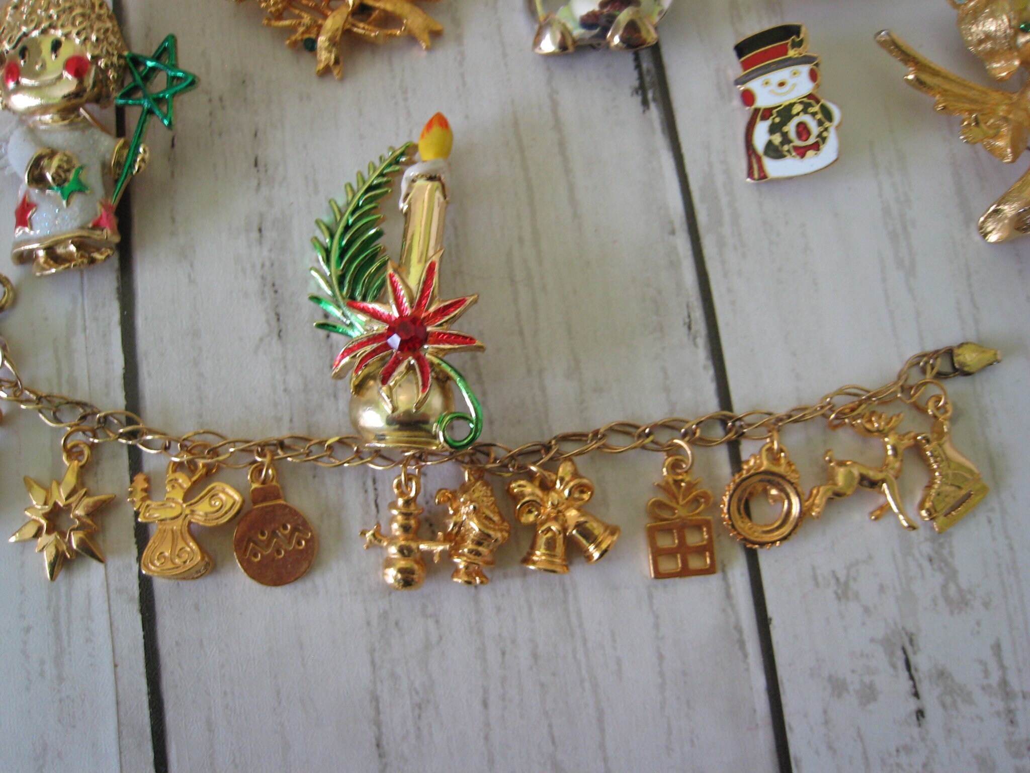 Vintage Christmas 11 Piece Holiday Brooch Bracelet Pin Collection - Etsy