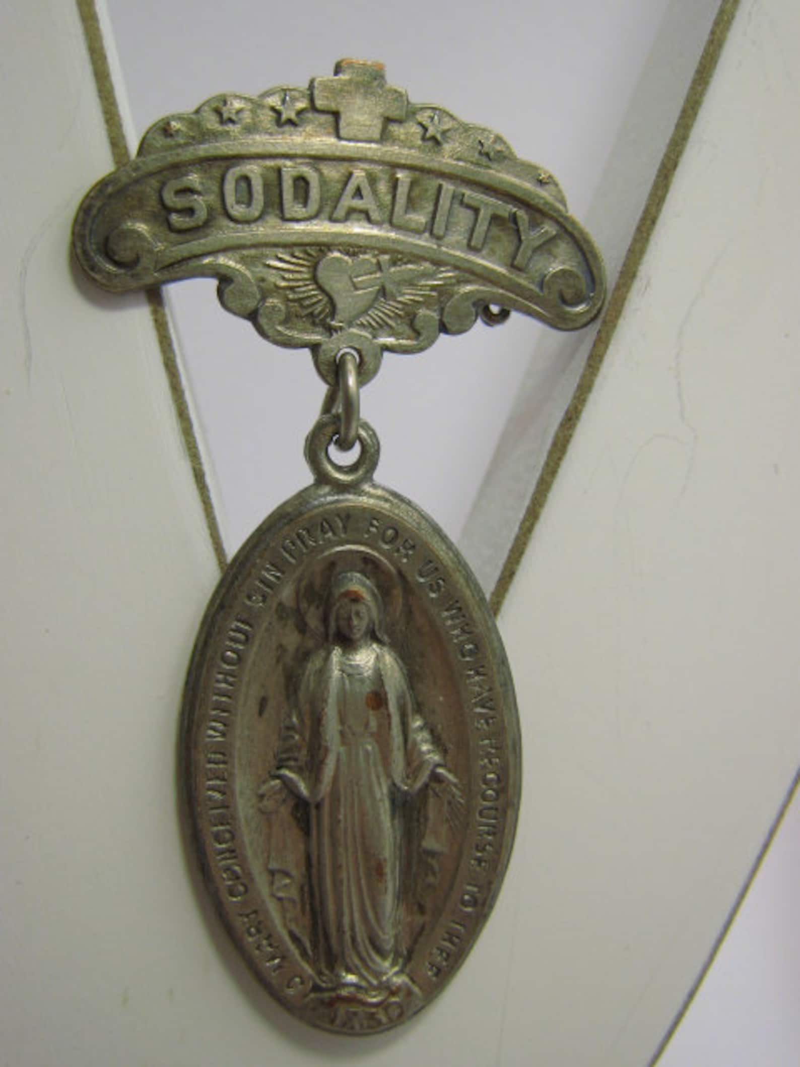 Vintage Religious OUR LADY of Sodality Religious Medal Pendant Charm - Etsy
