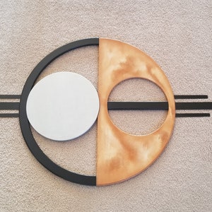 Mid Century Modern Circle Contemporary Wood and Metal Circle Wall Art ...