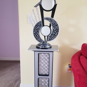 Unique Contemporary Modern Silver Stand Set With Grey and Black ...