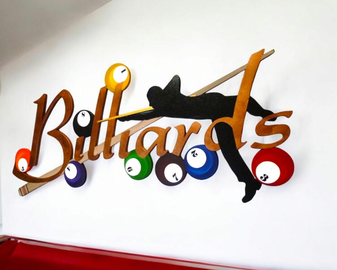 Handmade Billiards Wall Sculpture: Game Room Decor, Rack 'em Up - Etsy