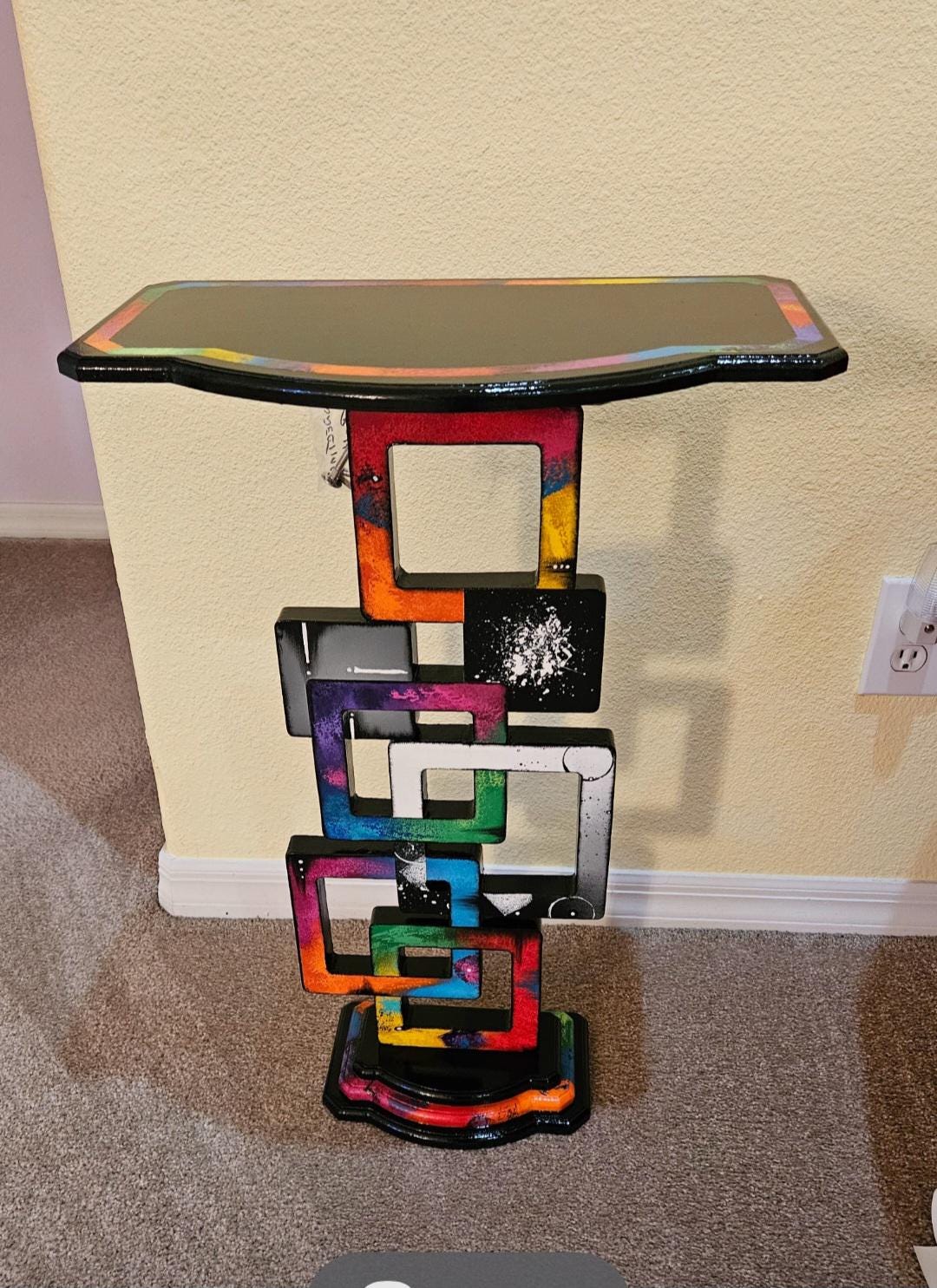 End Table, Scenic Views Color Block Abstract Table, Colorful Table ...