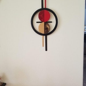 Mid Century Modern Circle Wall Art Red and Brown Twist - Etsy
