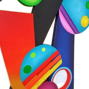 Abstract Tabletop Sculpture - Unique Table Accent - Colorful Statue ...