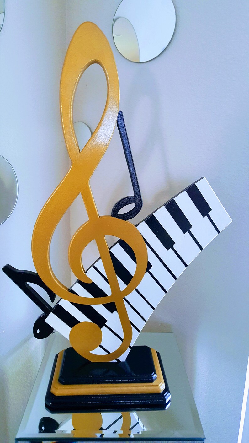 Music Table Sculpture, Unique Music Notes Clef Sculpture, Contemporary ...