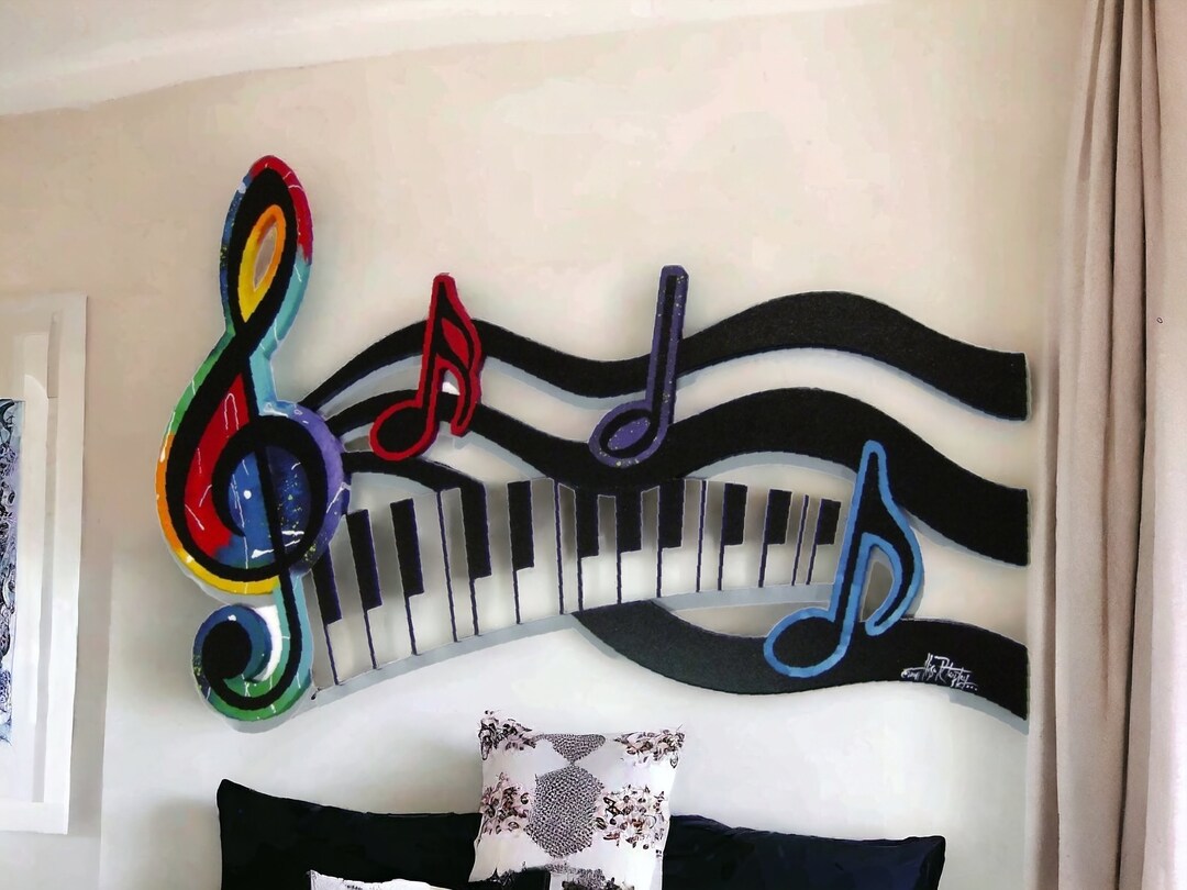 Colorful G Clef Music Keys & Notes Abstract Wall Sculpture, Music ...