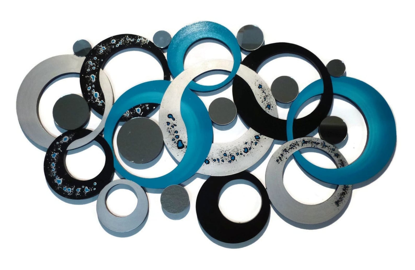 Circle Wall Sculpture Mirror Wall Art Contemporary Turquoise | Etsy