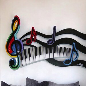 Colorful G Clef Music Keys & Notes Abstract Wall Sculpture, Music ...