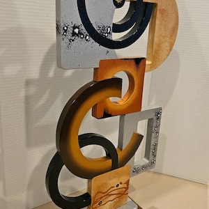 Contemporary Abstract Tabletop Sculpture, Geometric Design Table ...