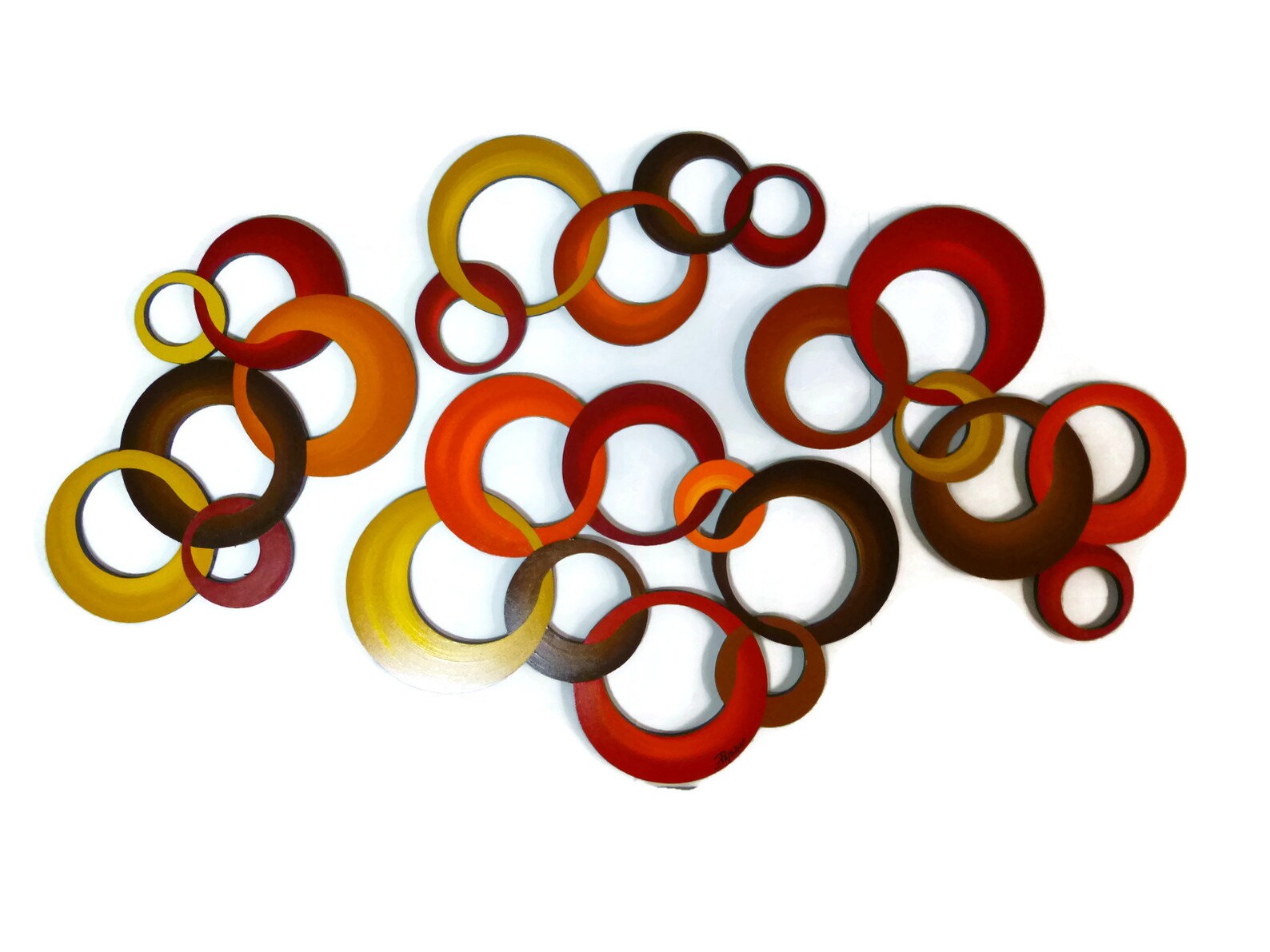 Red Orange Circle Wall Art Circles Wall Sculpture - Etsy
