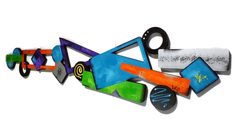 Funky Abstract Contemporary Modern Geometric Wood Wall Décor | Etsy