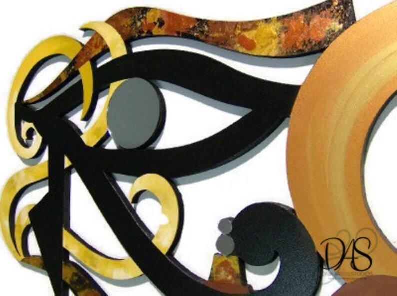 Unique Abstract Eye of Horus Sculpture, Wood and Metal Wall Deco, Eye ...