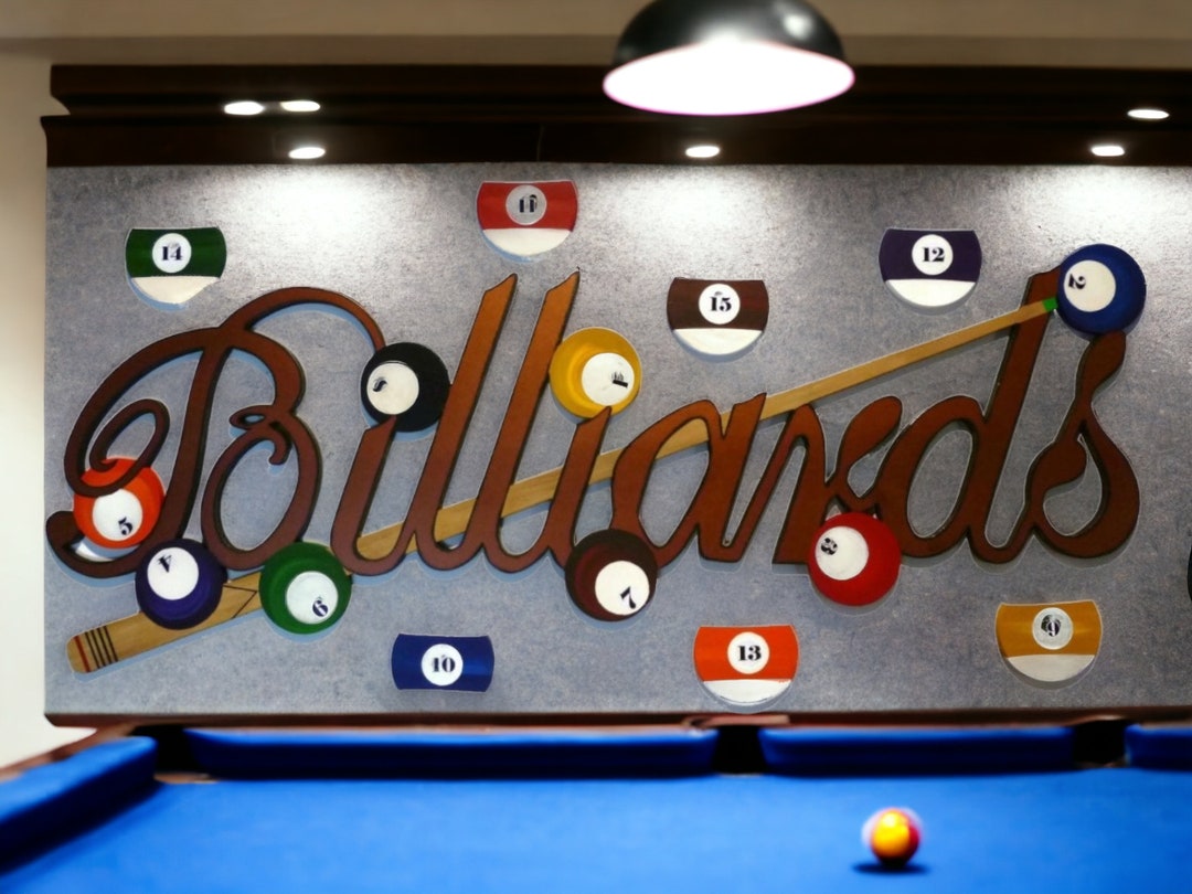 Stylized Billiards Wall Sculpture Unique Billiards Wood Wall Art, 7 ...