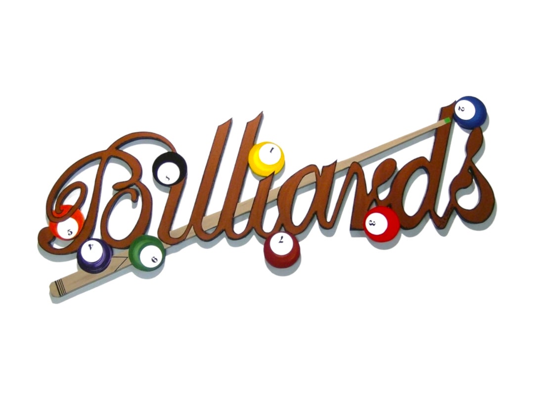 Billiards Wall Art & Sports Bar Wood Wall Sculpture, Game Room Art, 8 ...