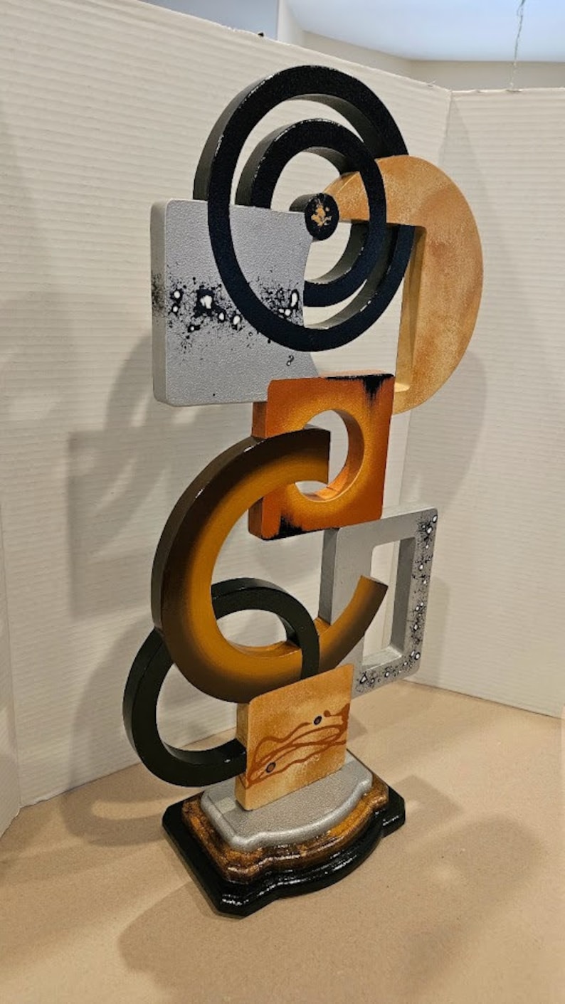 Contemporary Abstract Tabletop Sculpture, Geometric Design Table ...