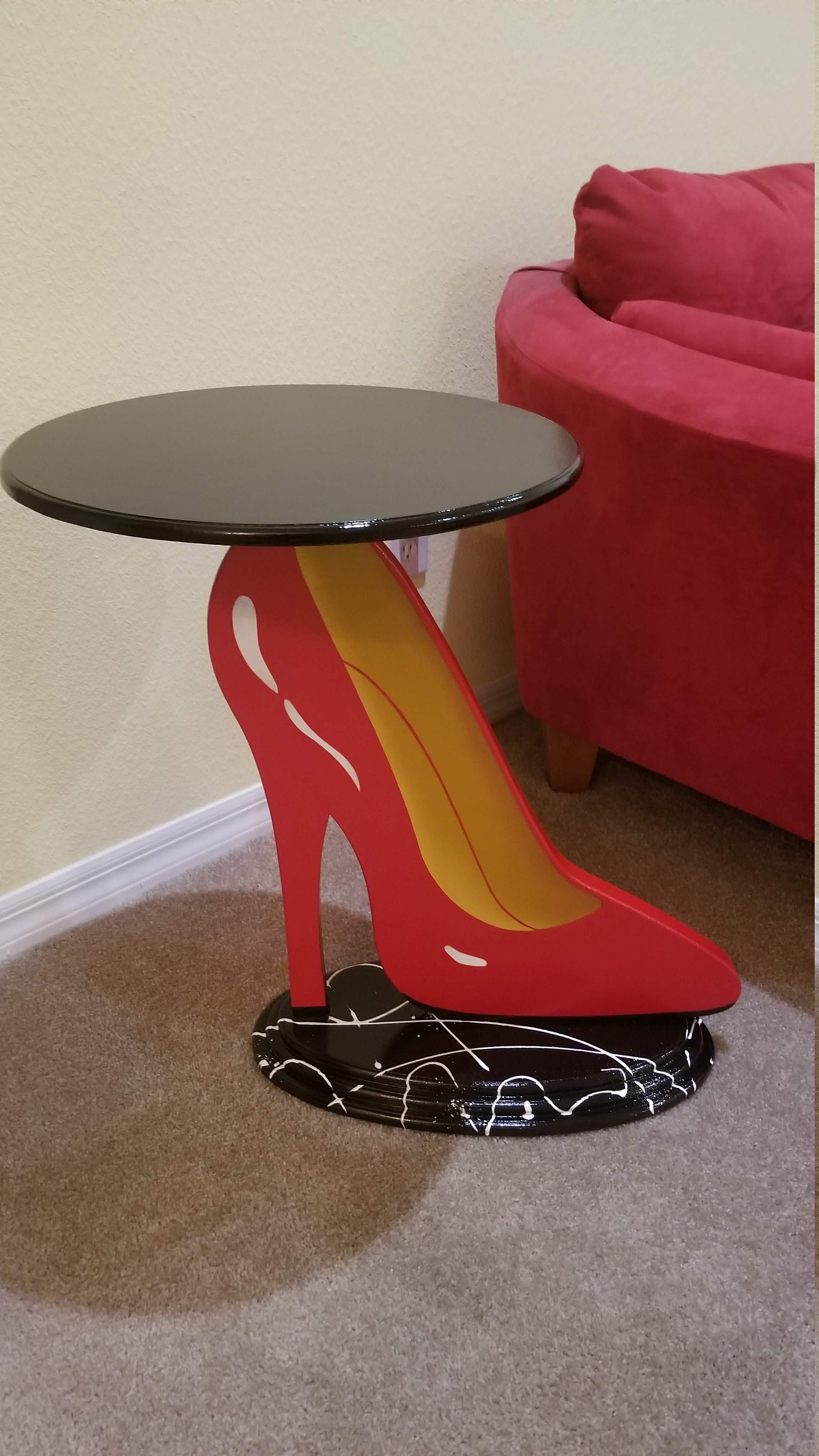 Unique 3D Look Red Shoe Table Floor Sculpture High Heel - Etsy UK