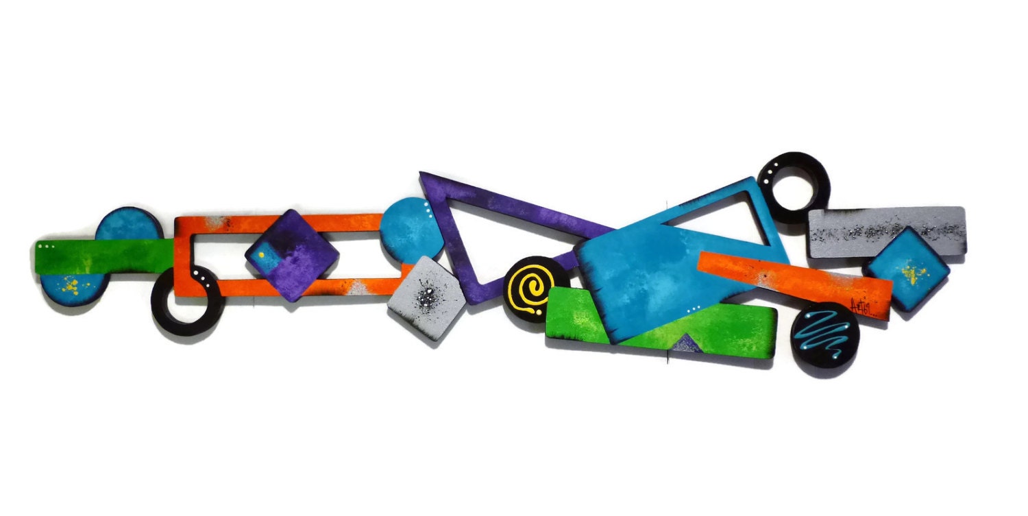 Funky Abstract Contemporary Modern Geometric Wood Wall Décor | Etsy