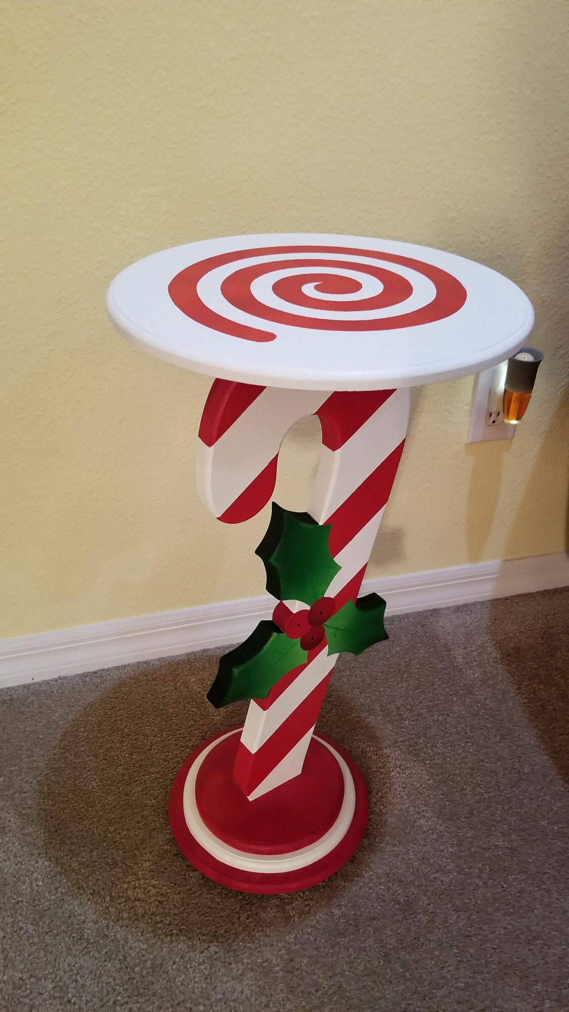 Christmas Candy Cane Table, Candy Cane End Table, Christmas Novelty ...