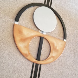 Mid Century Modern Circle Contemporary Wood and Metal Circle Wall Art ...