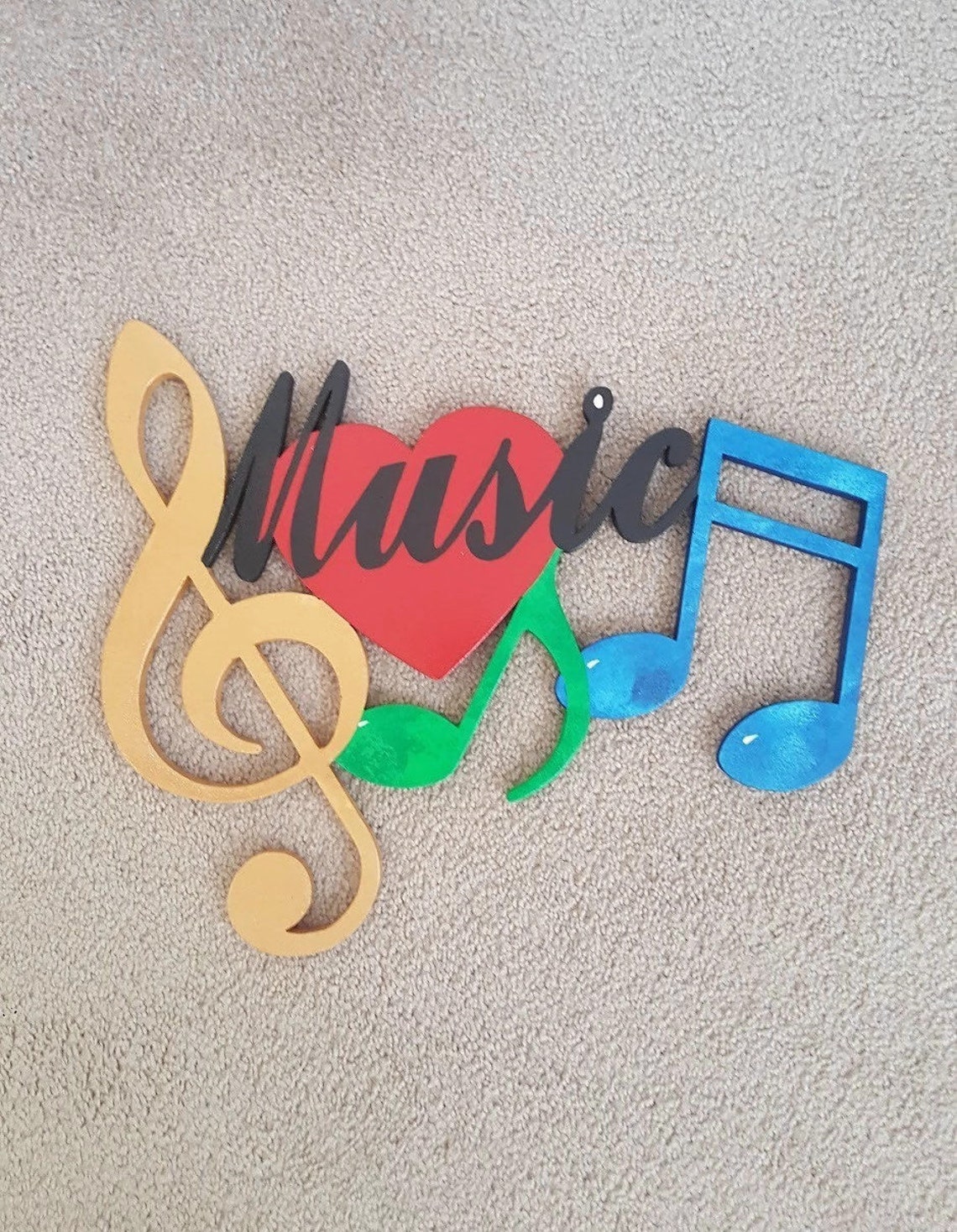 Music Wall Sculpture, Music Notes Wall Art, Clef Wall Decor, I Heart ...