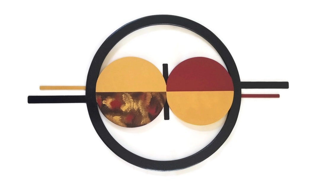 Mid Century Modern Circle Wall Art, Circle Wall Sculpture, Wood and ...