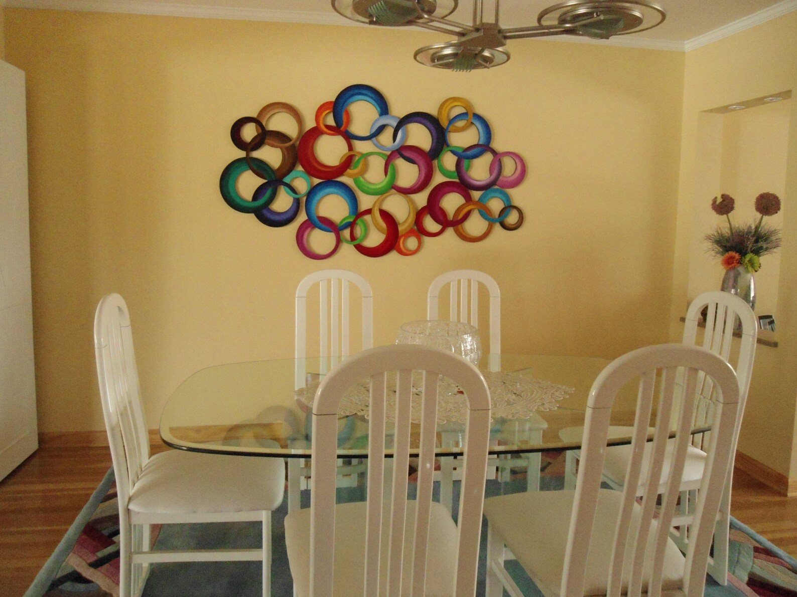 Contemporary Modern, Colorful Circle Wood Wall Sculpture, Colossal 4PC ...