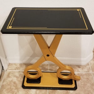 Unique 3D Barber Scissor Table, Gold and Black Sculpture End Table ...