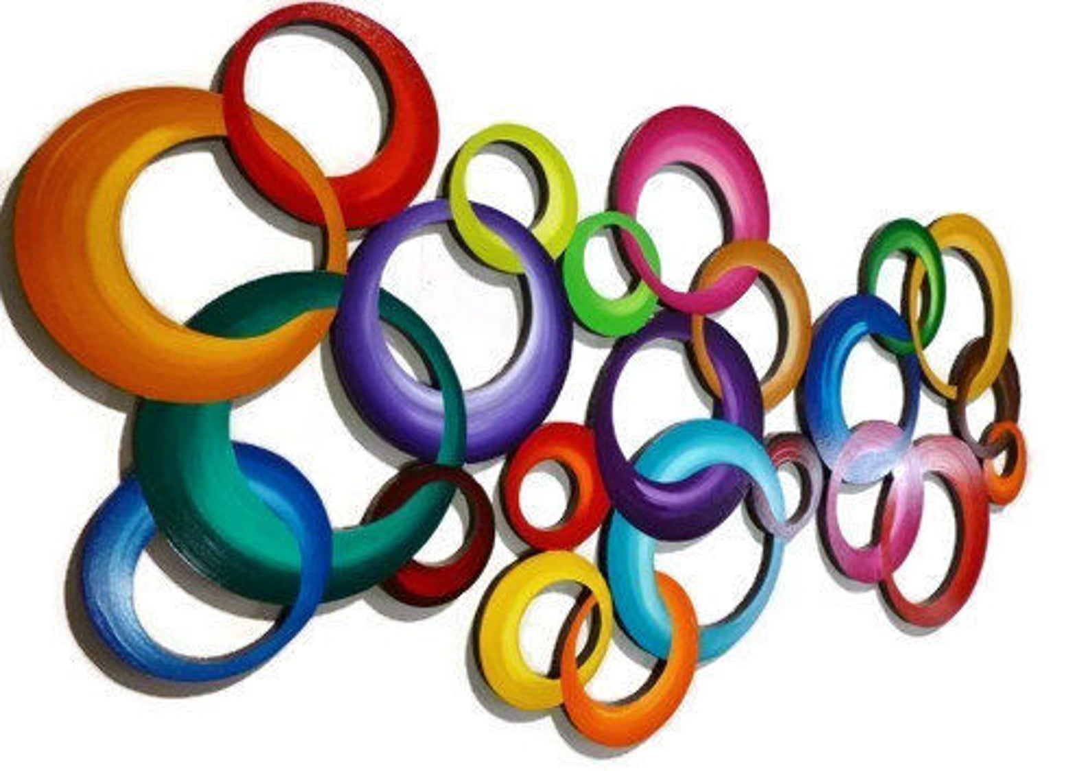 Colorful Contemporary Modern Abstract Circle Sculptures, Wood Wall ...