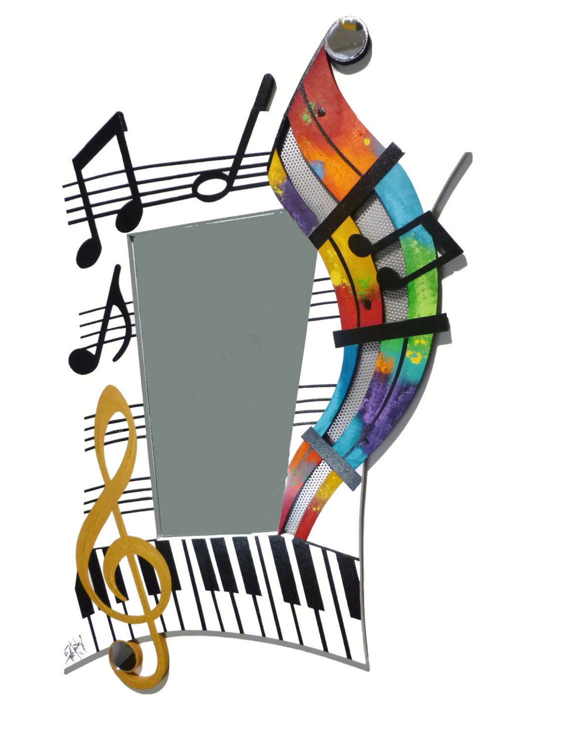 The Art of Music Mirror Wall Art, Abstract Music Mirror, Piano Keys ...