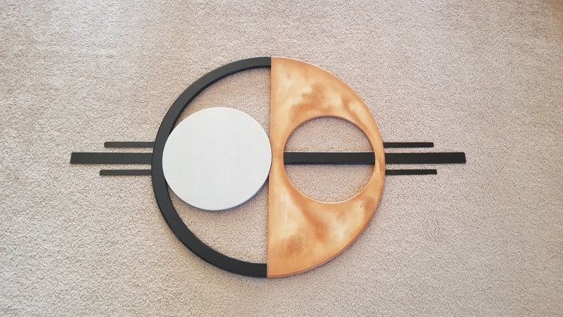 Mid Century Modern Circle Contemporary Wood and Metal Circle - Etsy