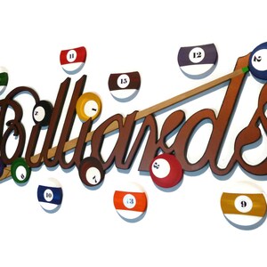 Stylized Billiards Wall Sculpture Unique Billiards Wood Wall Art, 7 ...