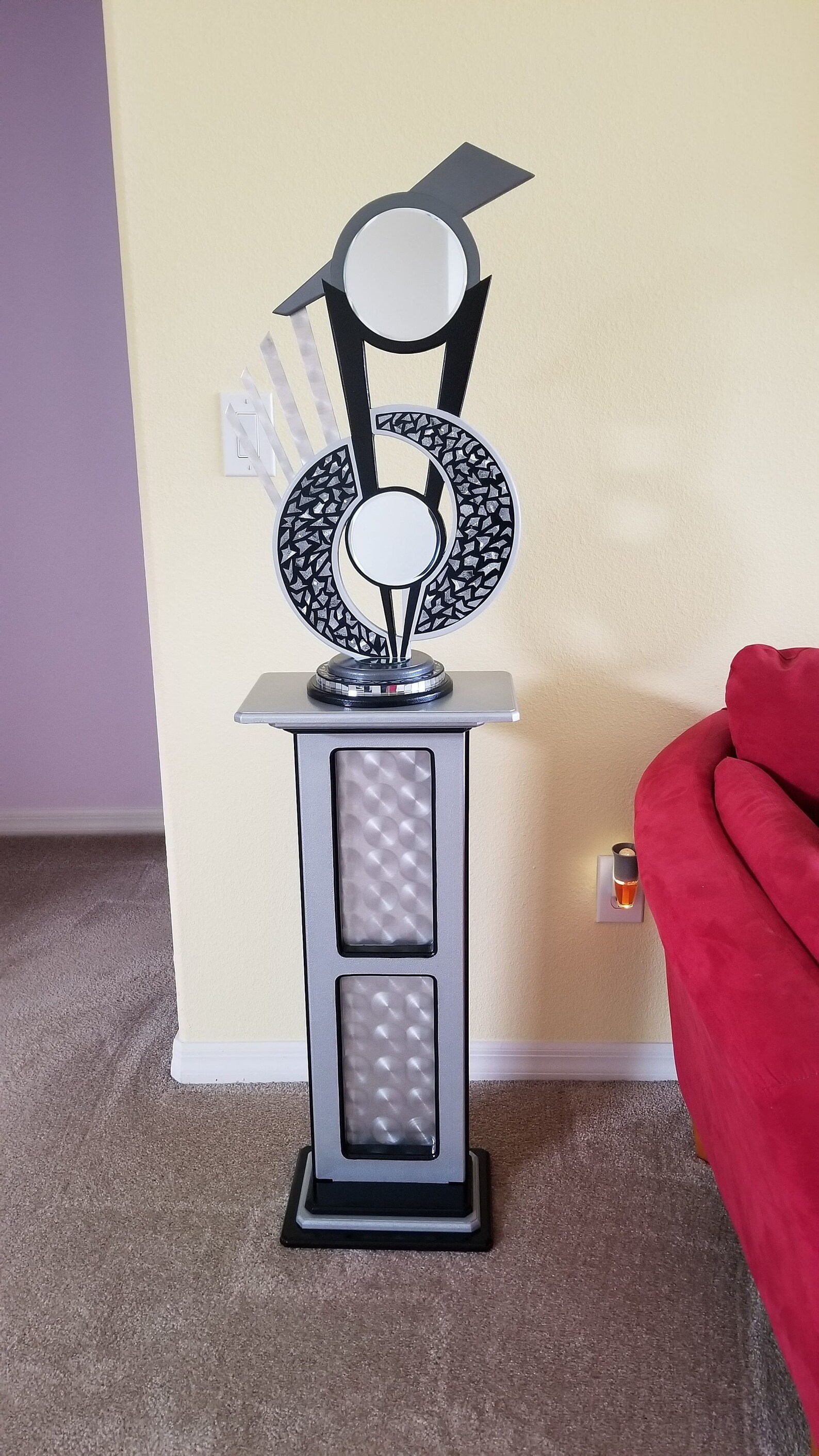 Unique Contemporary Modern Silver Stand Set With Grey and Black ...