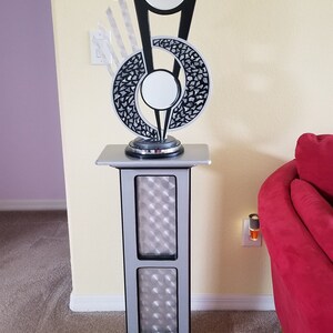 Unique Contemporary Modern Silver Stand Set With Grey and Black ...