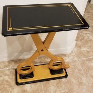 Unique 3D Barber Scissor Table, Gold and Black Sculpture End Table ...