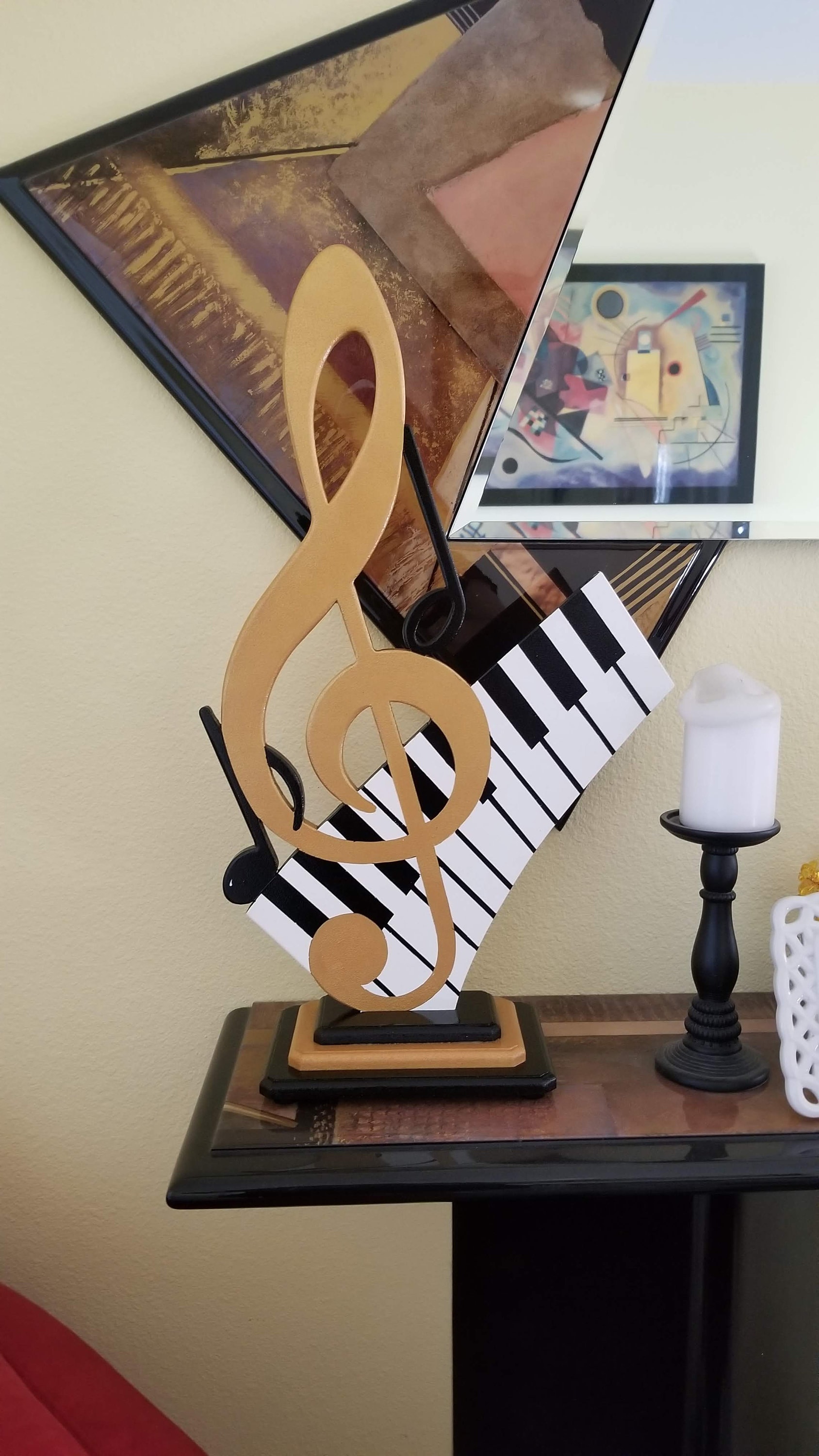 Music Table Sculpture, Unique Music Notes Clef Sculpture, Contemporary ...