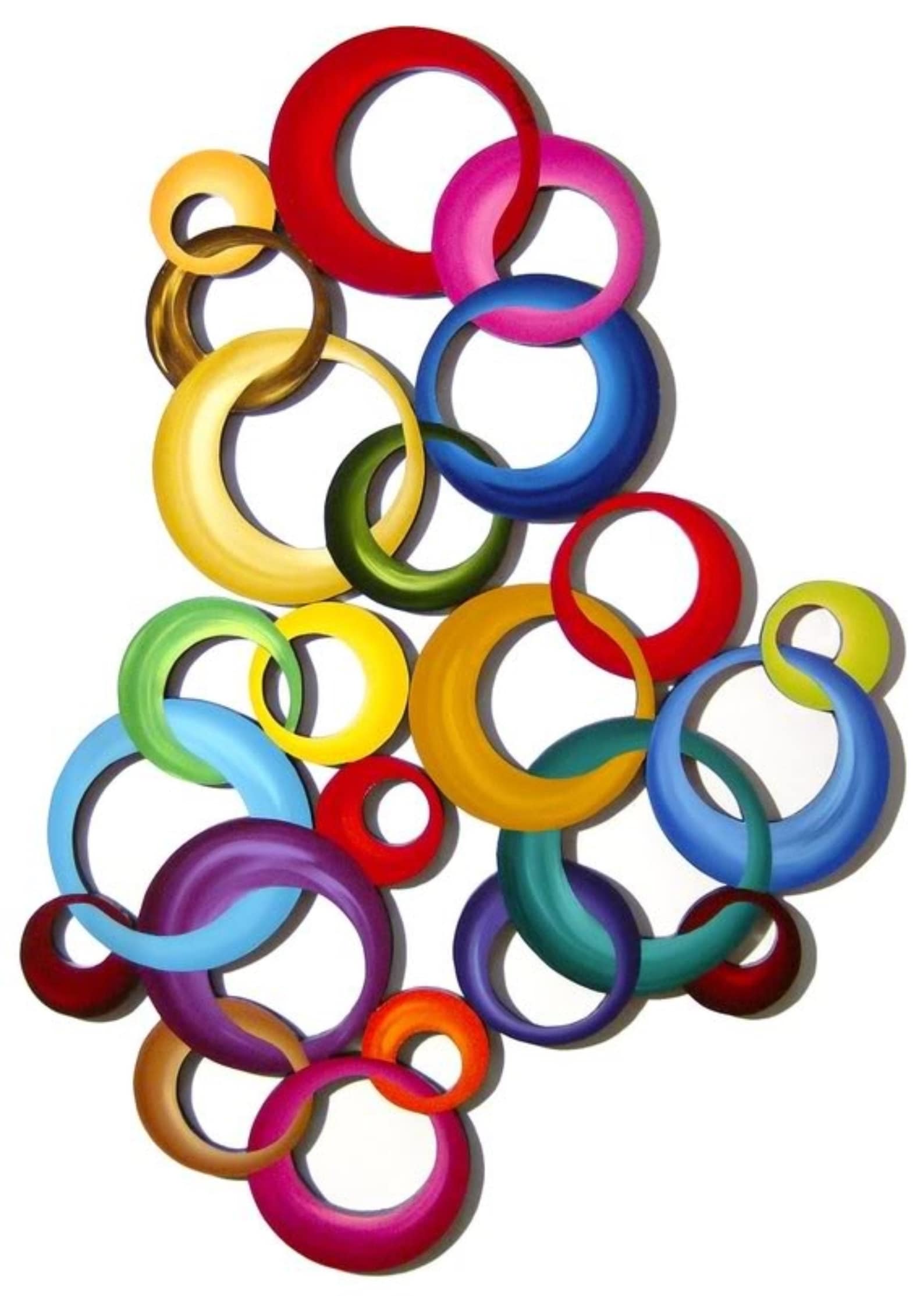 Colorful Contemporary Modern Abstract Circle Sculptures, Wood Wall ...