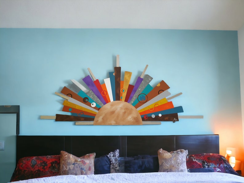 Zen Twilight Moon Burst Wood & Metal Wall Art, Wood Contemporary Wall ...