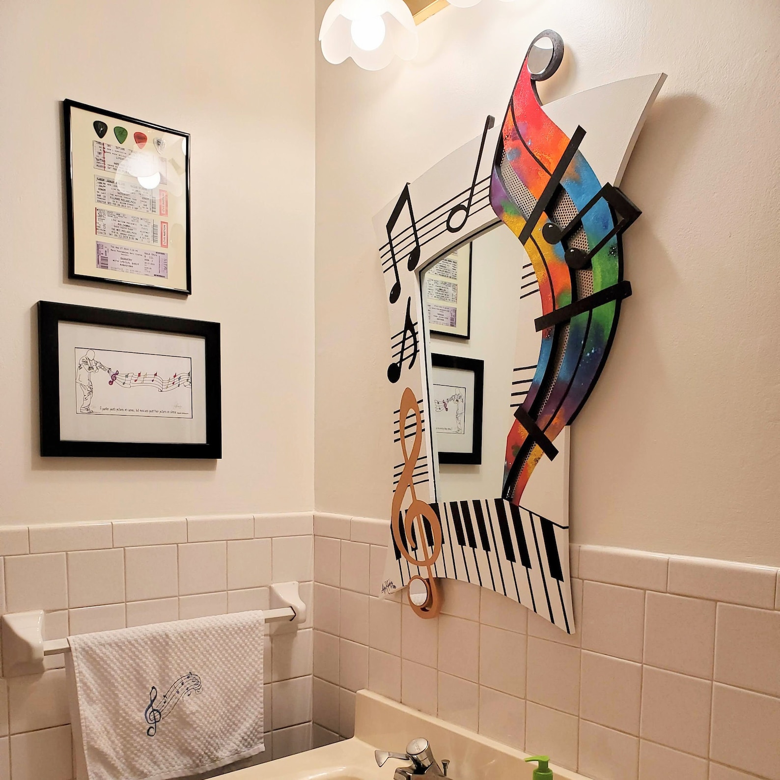 The Art of Music Mirror Wall Art, Abstract Music Mirror, Piano Keys ...