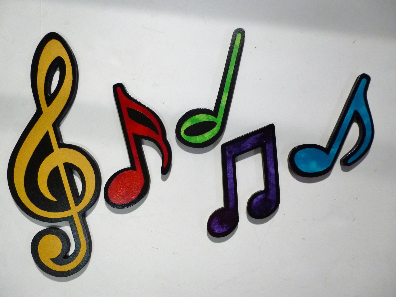 Colorful Large Music Notes Wood Wall Sculpture Set of 5 Music | Etsy