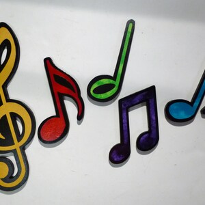 Colorful Large Music Notes Wood Wall Sculpture, Set of 5 Music Wall ...