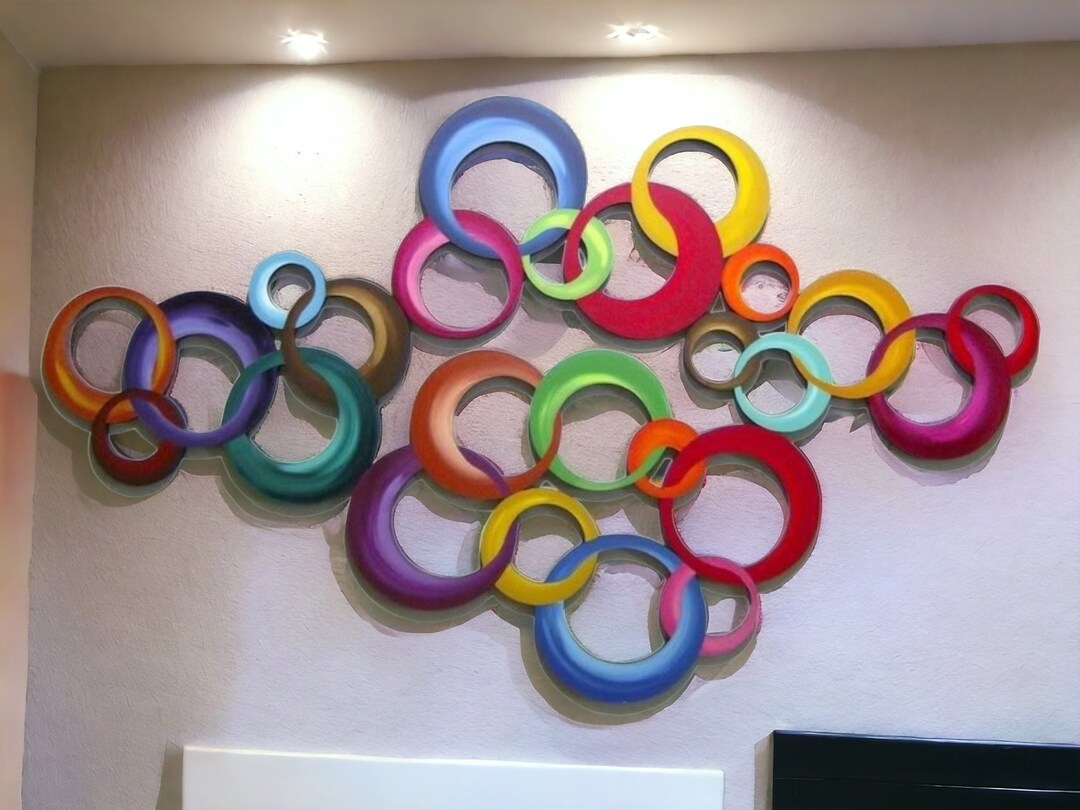 Chained by Color-huge Vibrant Circle Wall Hangings- Contemporary Modern ...