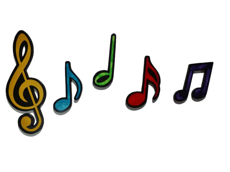 Colorful Large Music Notes Wood Wall Sculpture, Set of 5 Music Wall ...