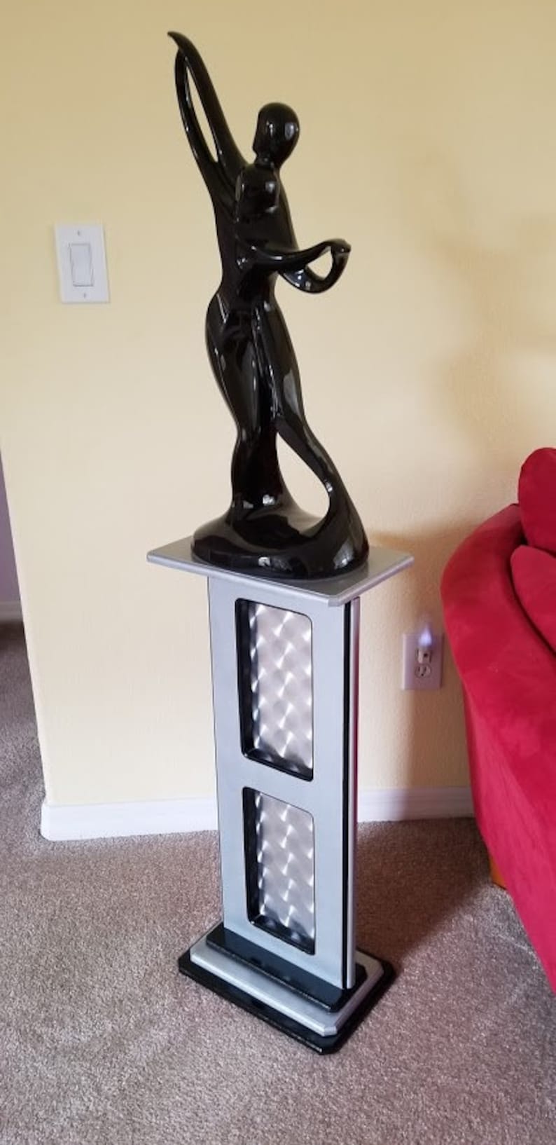 Silver and Black Modern Pedestal Stand Art Display Sculpture | Etsy