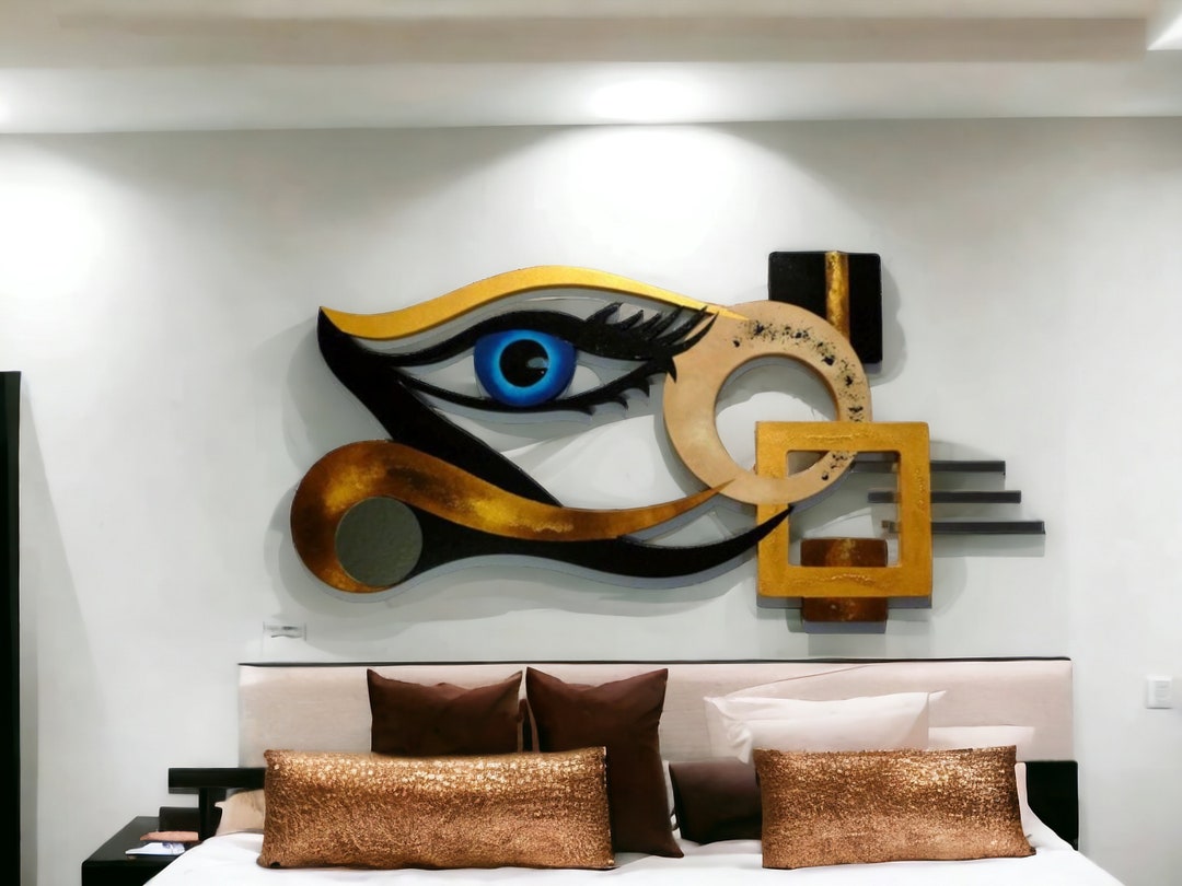 Unique Abstract Eye Wall Sculpture, Contemporary Wall Decor Blue Iris ...