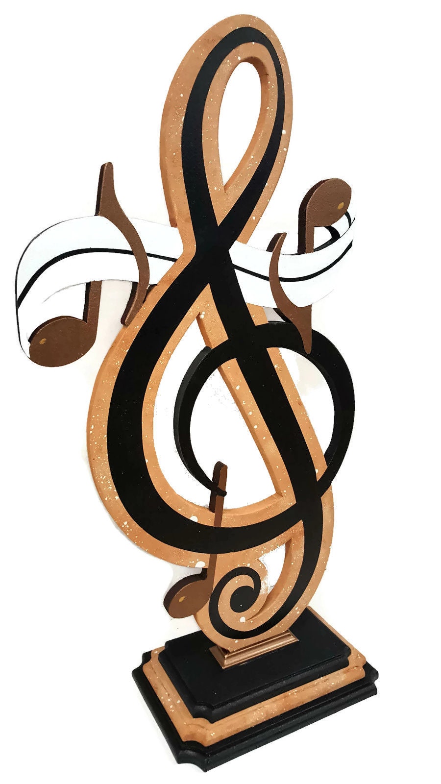 Fancy Clef Music Notes Tabletop Sculpture, Music Sculpture, Wood ...