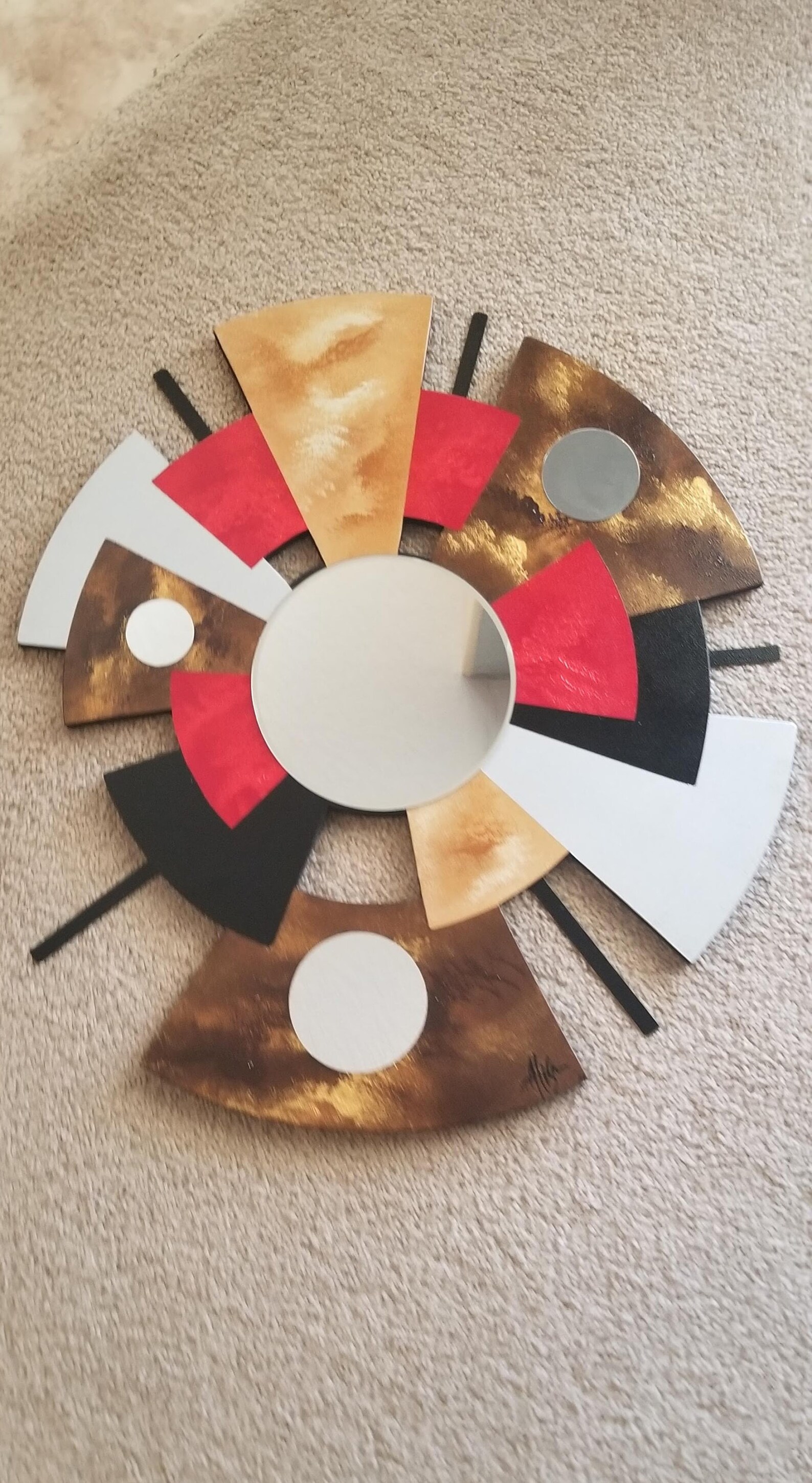 Abstract Mirror Geometric Mirror Red Zen Mirror 26x24 by - Etsy