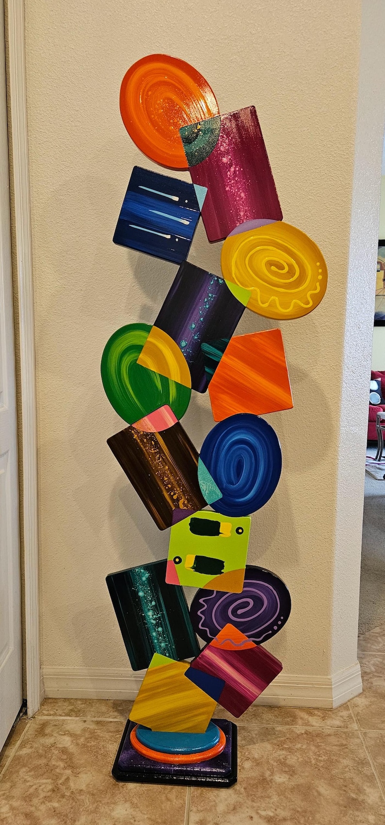 Unique Contemporary Modern Abstract Floor Sculpture, Geometric Tumble ...